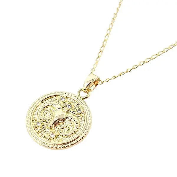 HARFI Aries Zodiac Charm Pendant Necklace - Gold