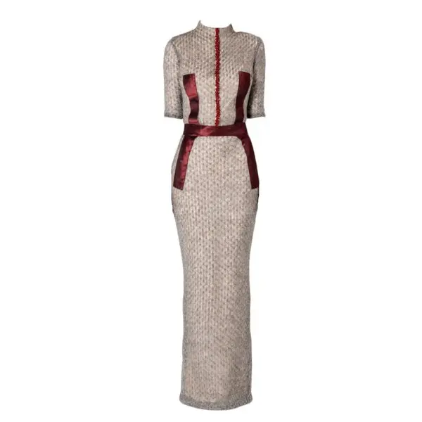 JANE GALA Italian Wool Knit Maxi Gown