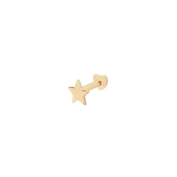VANCHI 14k Solid Yellow Star Flat Back Stud Earring - Gold