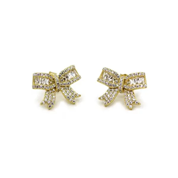 VICSTONENYC FINE JEWELRY Ribbon Stud Earrings - Gold