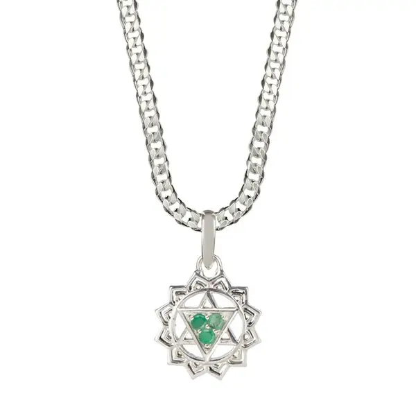 CHARLOTTE'S WEB JEWELLERY Heart Chakra Silver Necklace With Emerald - Silver/green