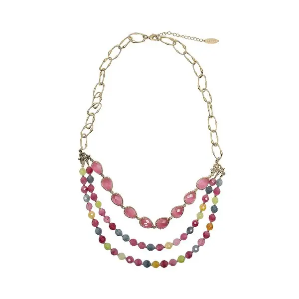 FARRA Opal And Tourmaline Layered Statement Necklace - Pink