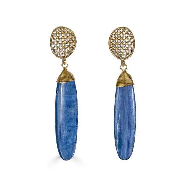 LONI PAUL JEWELRY Gold Kyanite Dangle Earrings - Gold/blue