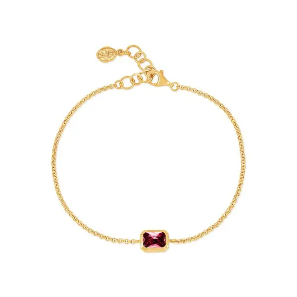DOWER & HALL Gold Vermeil Garnet Chain Bracelet - Gold/red