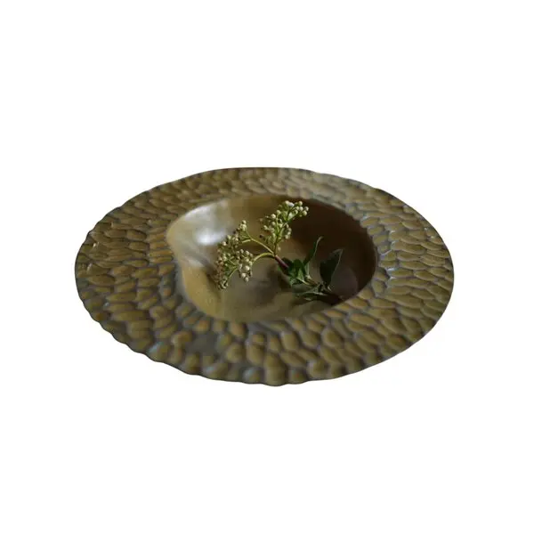 ANATOLIACRAFT Hic Ceramics Sand Wave Spaghetti Plate — Handcrafted Textured Stoneware Plate - Green
