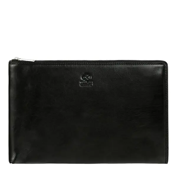 TIME RESISTANCE Leather Clutch Purse - Black