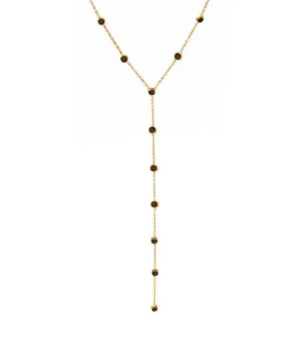 ADRIANA PAPPAS DESIGNS Golddust Lariat Necklace - Gold/black