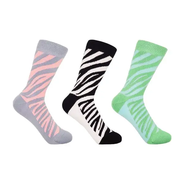 PEPER HAROW - MADE IN ENGLAND Zebra Patterned Crew Socks Bundle - Green