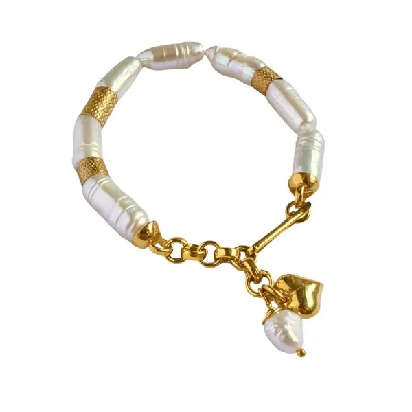 LINYA JEWELLERY Baroque Pearl Bracelet - Gold