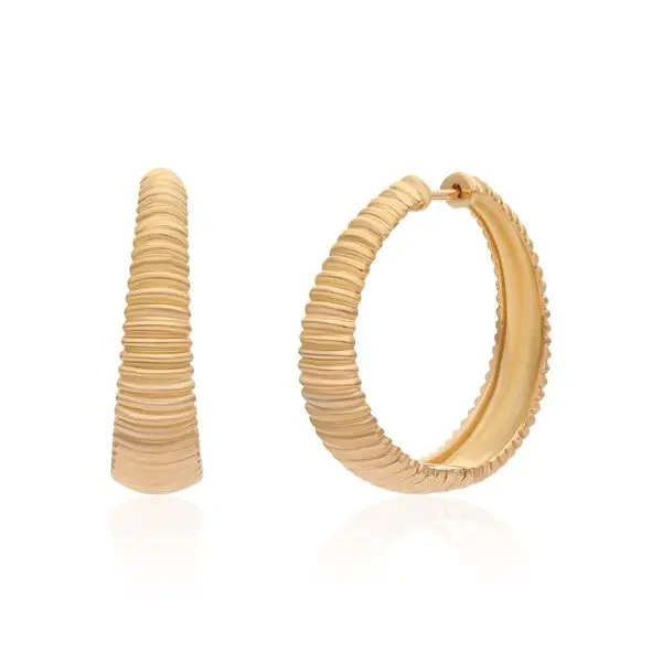 PREETI SANDHU Ridged Hobo Vermeil Hoop Earrings - Gold