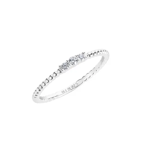 BLOOMTINE | EARTH ANGEL HQ Illuminess™ Sterling Trio Textured Stacking Ring - Silver