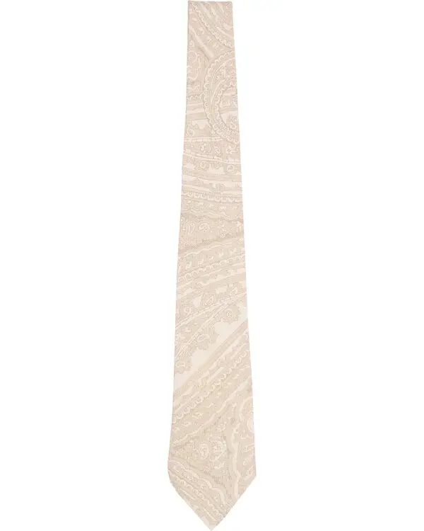 LORDS OF HARLECH Taddeo Wild Paisley Neck Tie - White