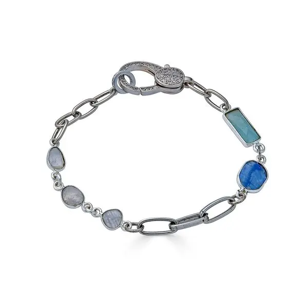 LONI PAUL JEWELRY Mixed Gemstone Link Bracelet - Silver