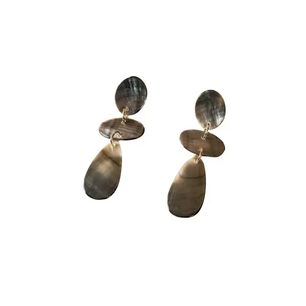 Likhâ Raindrop Mother-of-pearl Dangle Earrings - Black