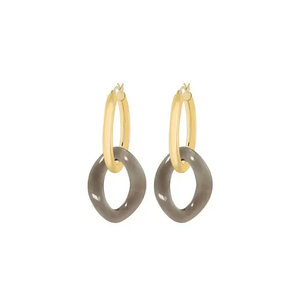 GOLD & HONEY Curb Link Drop Hoop Earrings - Black/gold
