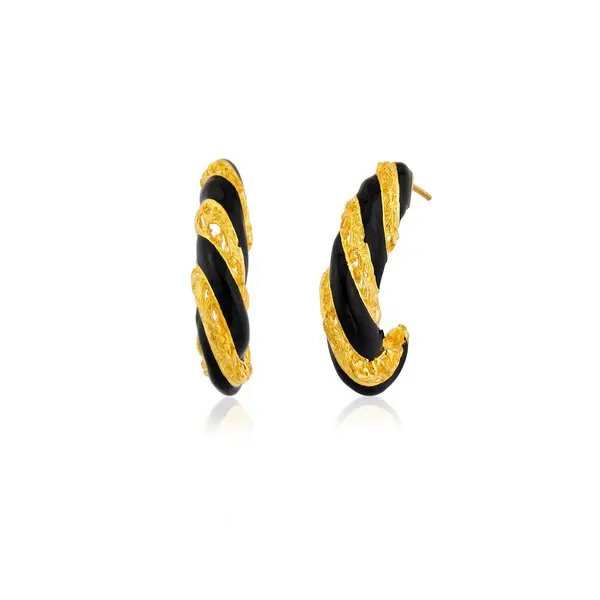 MILOU JEWELRY Gold Plated Hoop Earrings - Black