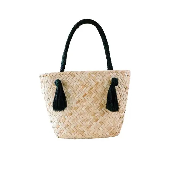 Likhâ Large Classic Tote Bag With Braided Handles - Black
