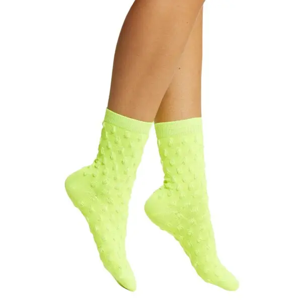 HIGH HEEL JUNGLE BY KATHRYN EISMAN Waffle Combed Cotton Socks - Yellow