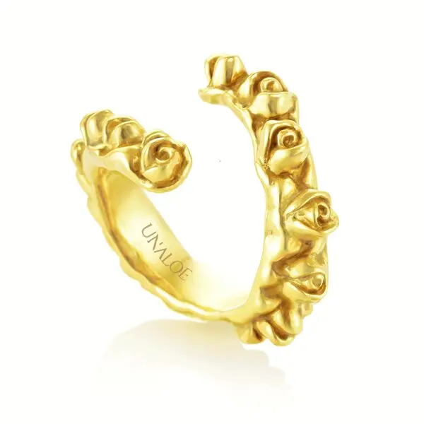UNALOE Black Rose Buds Plated Adjustable Ring - Gold
