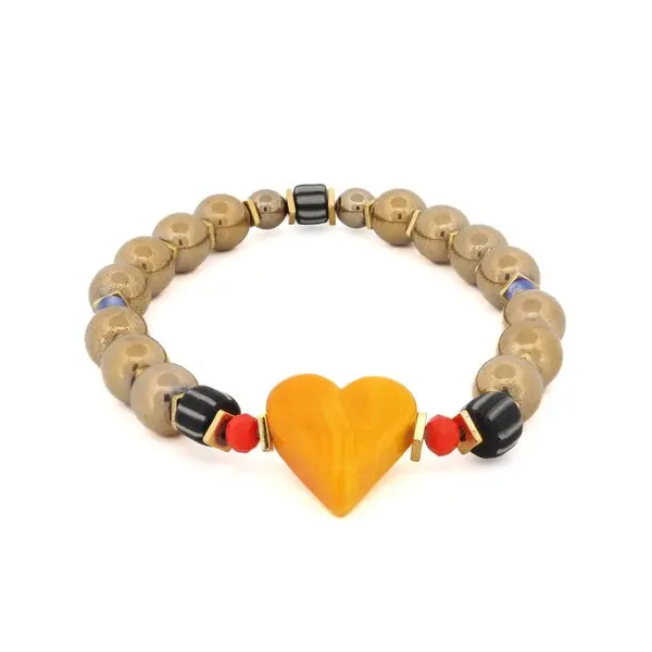 EBRU JEWELRY Murano Glass Beaded Bracelet - Gold/yellow