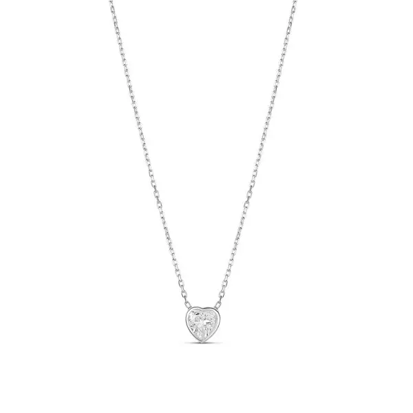 SHYMI Mini Bezel Solitaire Heart Necklace - Silver