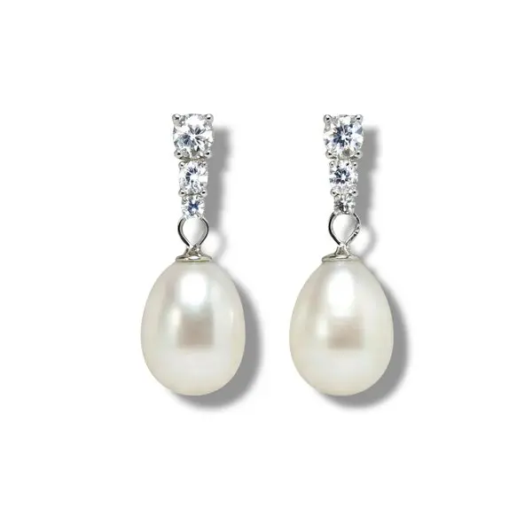 NINEMOO Givre Drop Pearl Earrings - Silver