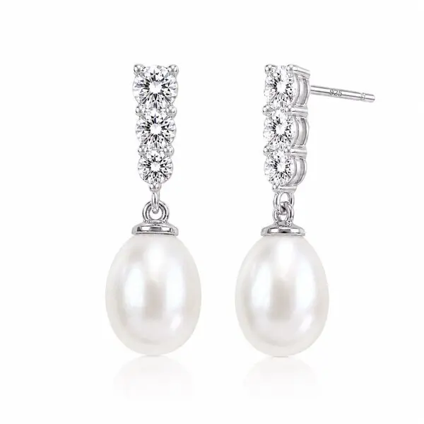 NINEMOO Givre Drop Pearl Earrings - Silver