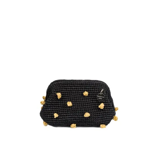 SPRINGMOONATELIER Pompom Raffia Clutch