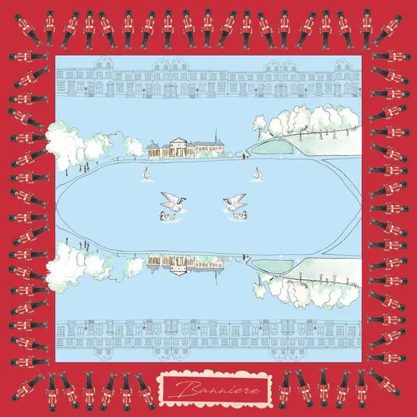 BANNIERE Blue / Red London Silk Scarf - Blue/red
