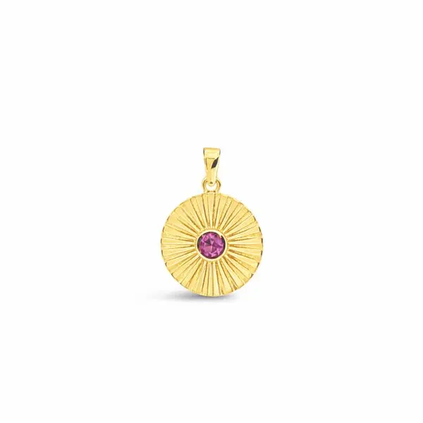 LUTIRO Medallion Cz Pendant - Pink