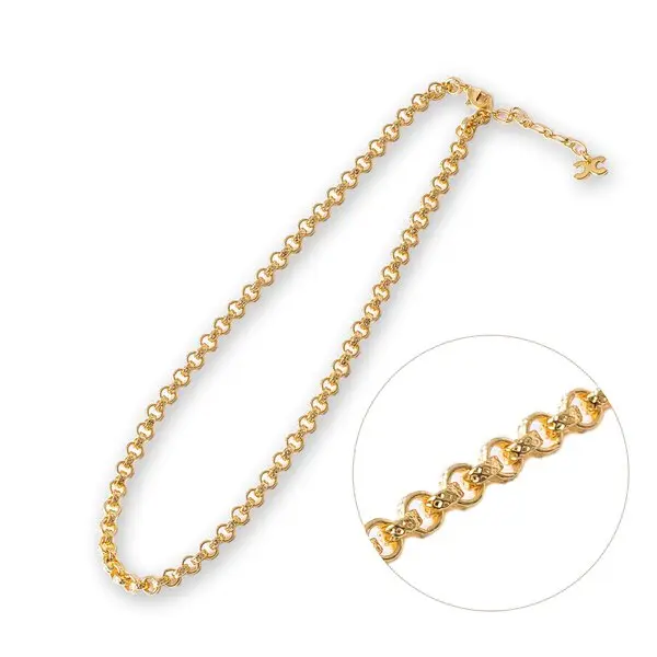 CLASSICHARMS Carved Rolo Chain Choker Necklace - Gold