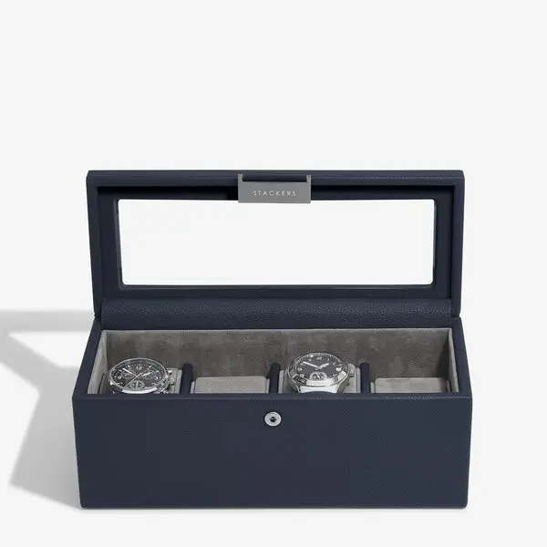 STACKERS Navy Four Piece Watch Box - Blue