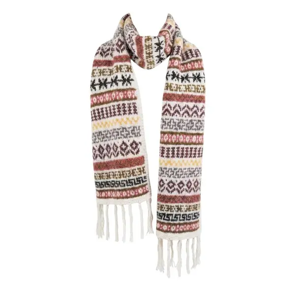 CHARKHA & LOOM Woodpecker Lahauli Muffler - White