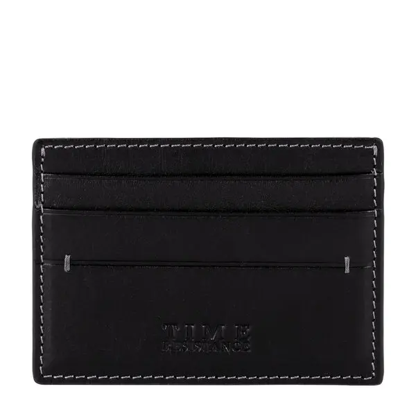 TIME RESISTANCE Leather Credit Card Case Business Card Case Fireflies - Black