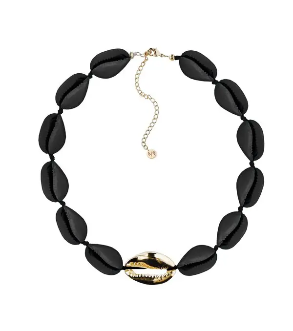 ADRIANA PAPPAS DESIGNS Metal Shell Accent Choker - Black