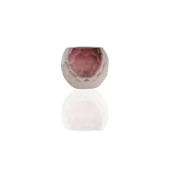 MARLETH Pink / White Murano Colored Glass Sphere Vase With Honeycomb Detail – Rose Blush Core - Pink/white