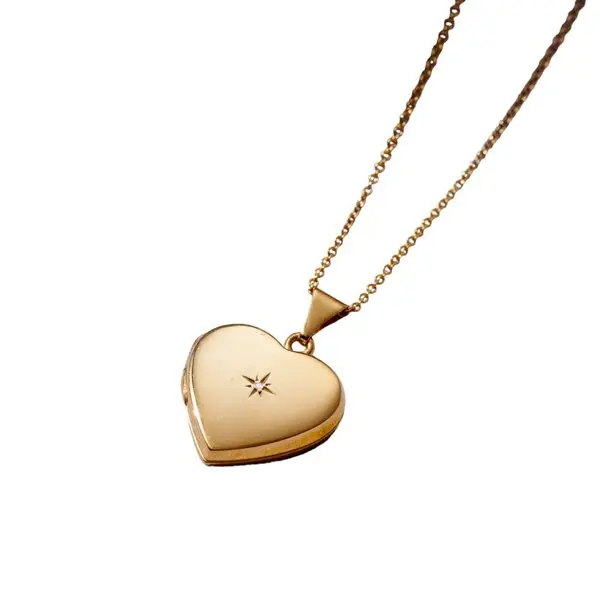 POSH TOTTY DESIGNS Heart Locket With Diamond - Gold