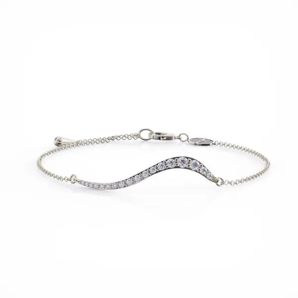 LINDA FIORE Swirl Bracelet With Clear Cz - White/silver