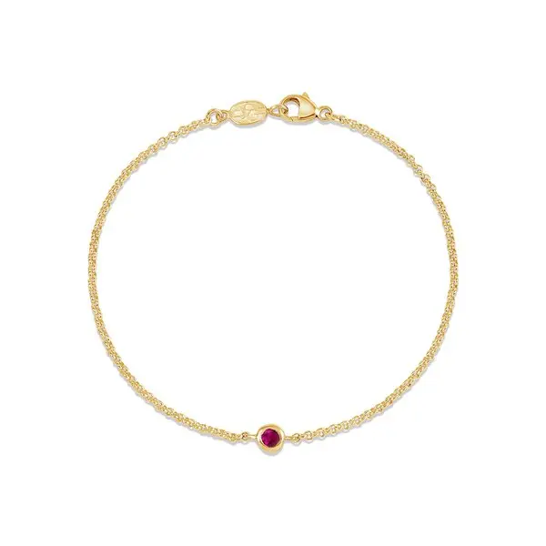DOWER & HALL Single Ruby Dewdrop Chain Bracelet - Gold
