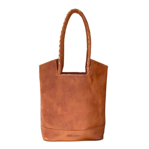 LAUREN REED CO Carmen Leather Tote - Black/brown