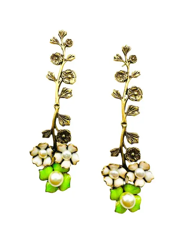 THE PINK REEF Trellis Dangle Earrings - Green