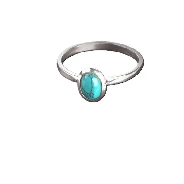 THE JEWELLERY STORE LONDON Oval Turquoise Ring In Sterling Silver - Blue/silver