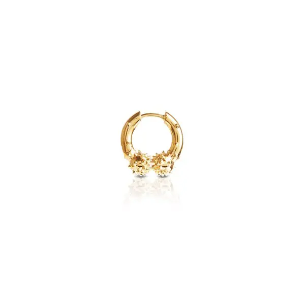 KASUN LONDON Two Spikey Balls Hoop Vermeil Earrings - Gold