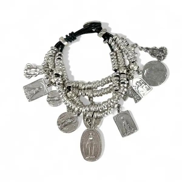BY VIRGO Serafina Charm Bracelet - Silver/black