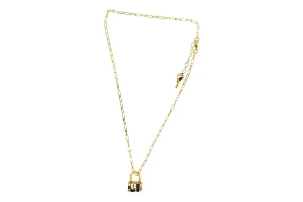 VICKISARGE Tweed Lock Necklace - Gold