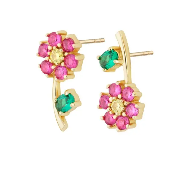 SCREAM PRETTY Mismatched Flower Stud Earrings - Gold