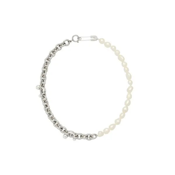 POTOSKA Silver Link And White Pearl Choker Necklace - Silver/white