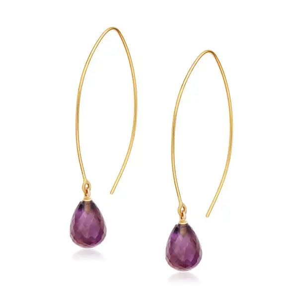 PREETI SANDHU Amethyst Drop Hoop Earrings - Gold/yellow