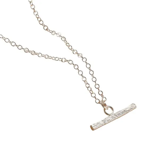 POSH TOTTY DESIGNS Sterling Textured T-bar Chain Necklace - Silver