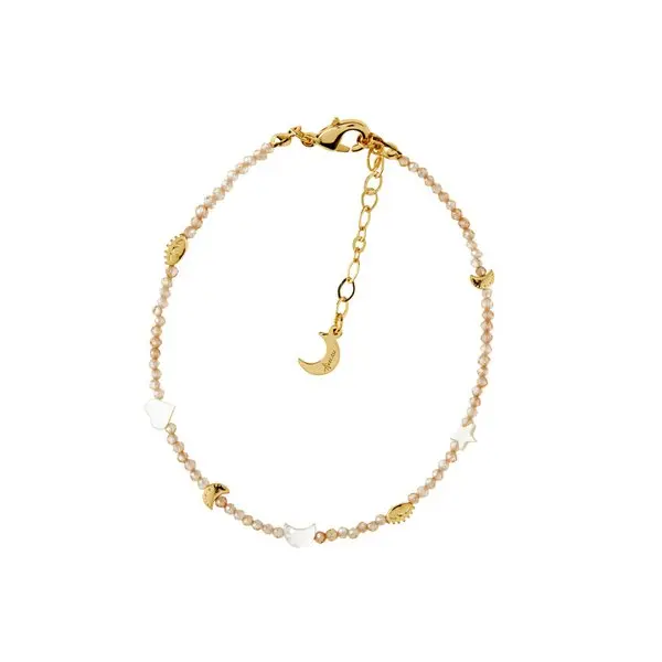 AUROZIA Evil Eye Moon & Heart Quartz Choker Necklace & Bracelet - Gold